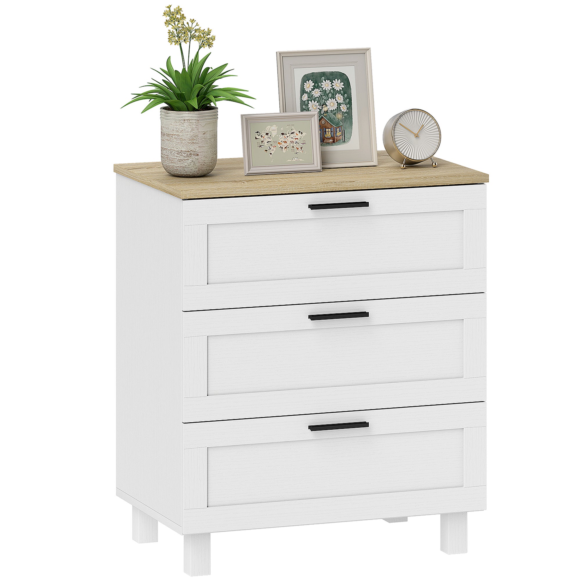 Commode à 3 tiroirs,meuble de rangement de style moderne,pieds en bois ...