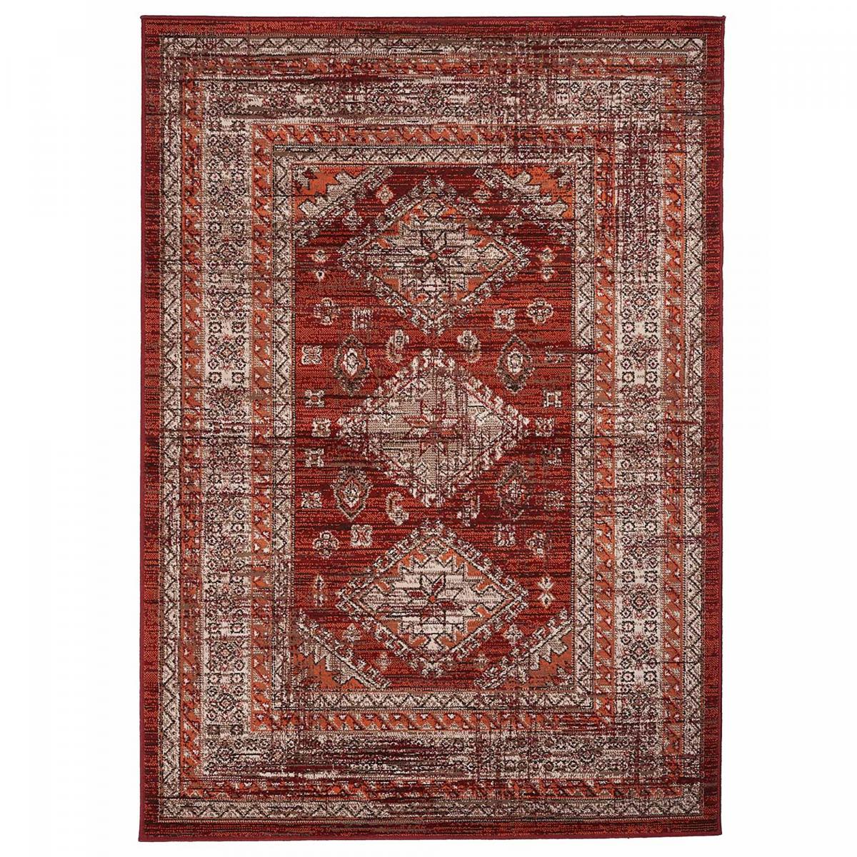 Tapis oriental 240x330 rectangle orange tissé motif ethnique LYN1 DAZOR ...