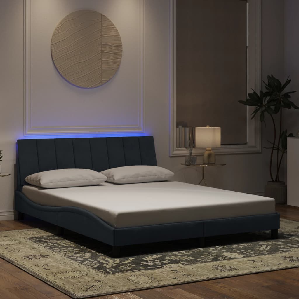 Maison Exclusive - Estructura cama con luces LED terciopelo gris oscuro ...