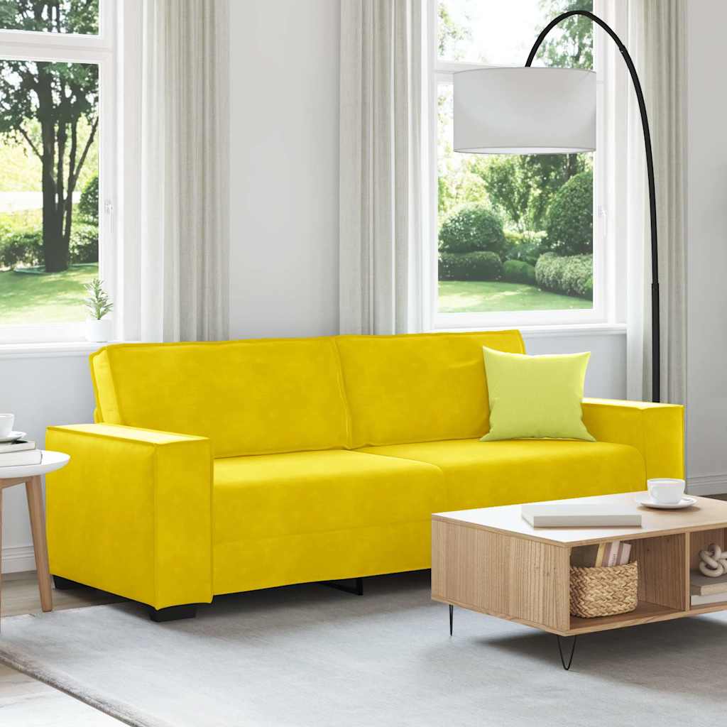 Sofá de 3 plazas terciopelo amarillo 220x78x84 cm | Leroy Merlin