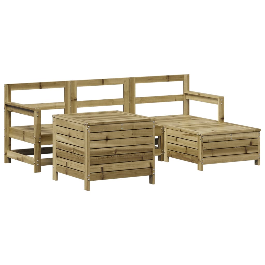 Juego de sofás de jardín 5 piezas madera de pino impregnada - COMFORTXL ...