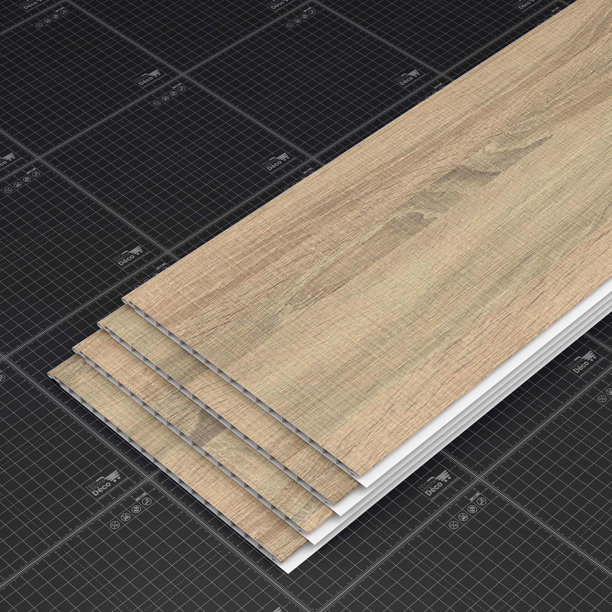 Lambris PVC 250 mm - Lot de 4 Lames - Chêne Naturel | Leroy Merlin