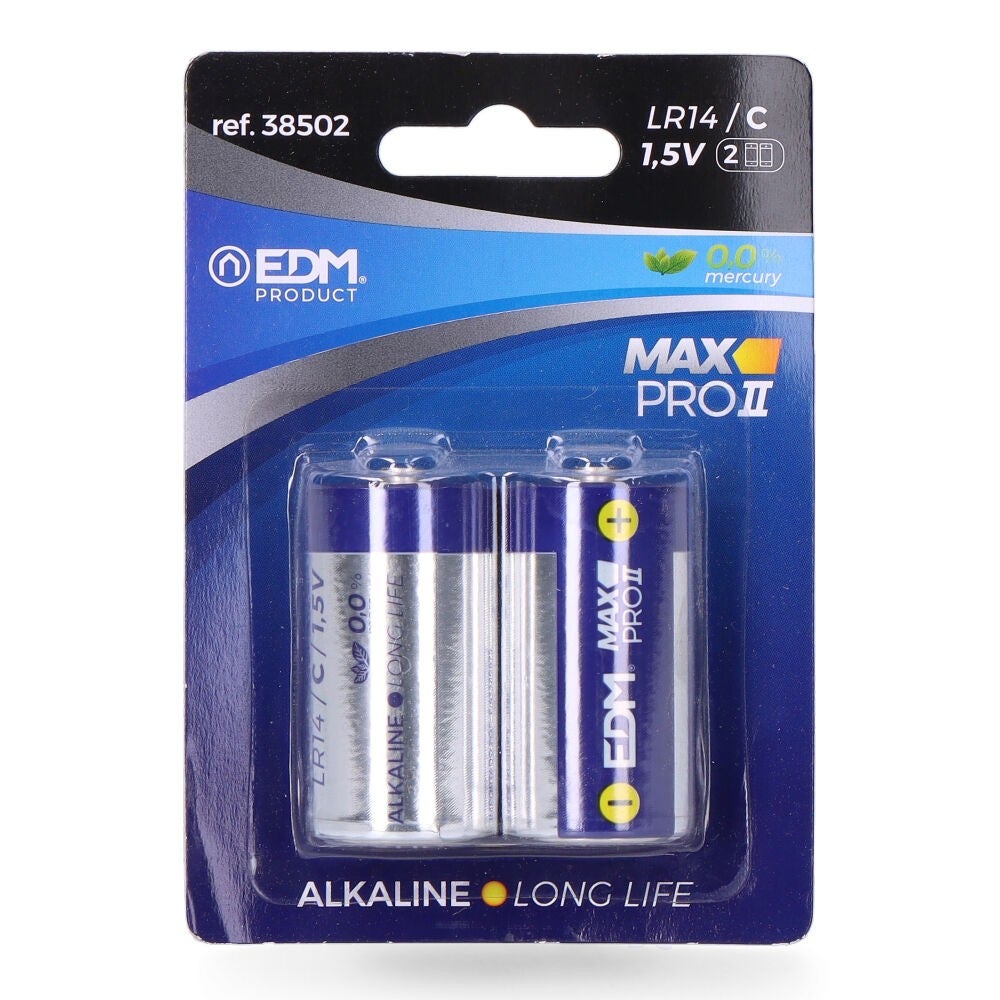 Pila EDM alkalina long life c - lr14 1.5v blíster 2 unid ø26.2x50mm ...