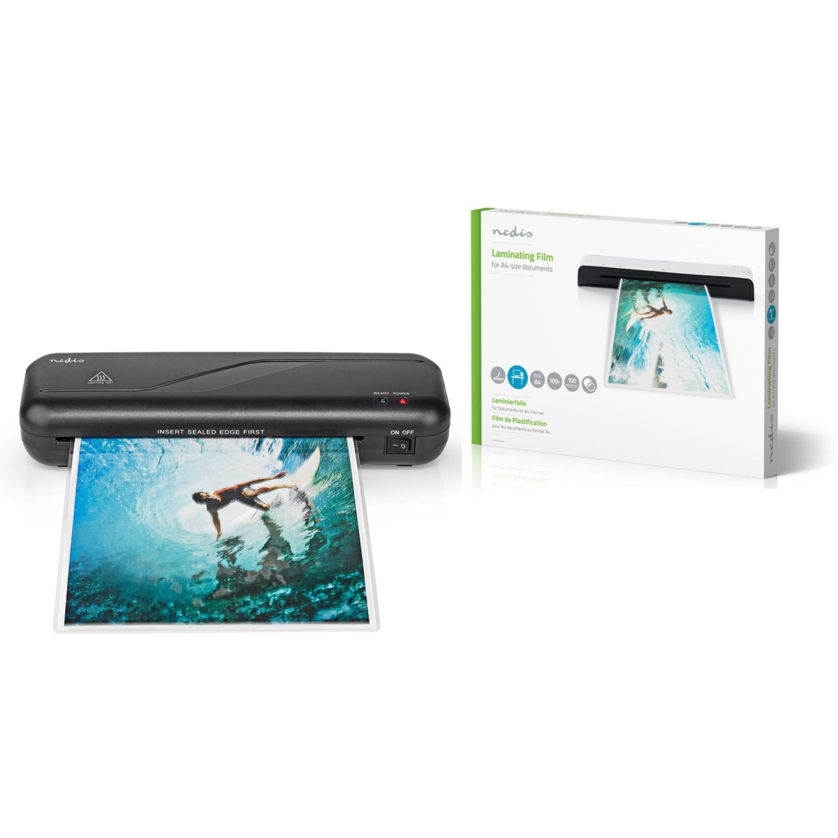PACK NEDIS Machine à plastifier à Chaud + 100 Films de Plastification ...