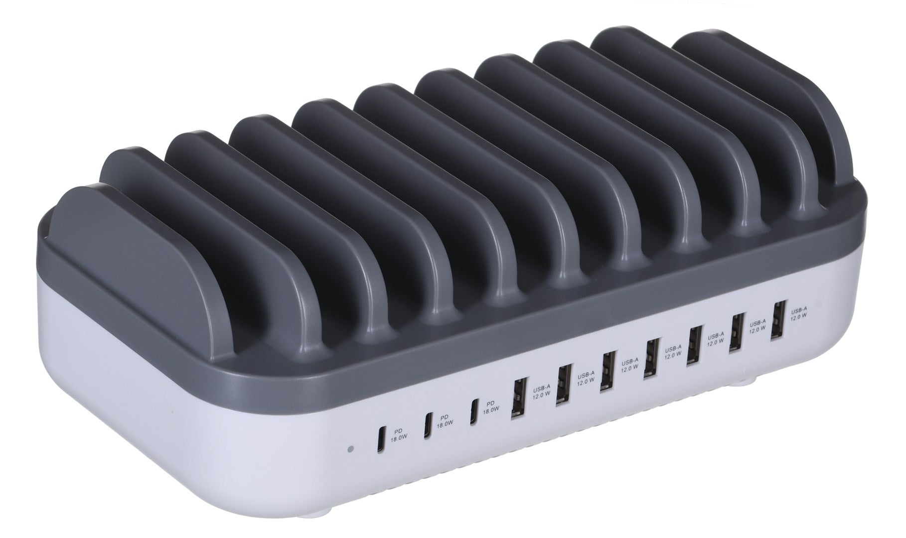 Estación de carga Manhattan, 10 puertos: 3 USB-C (hasta 18 W PD) y 7 USB-A (hasta 12 W), 120 W ...