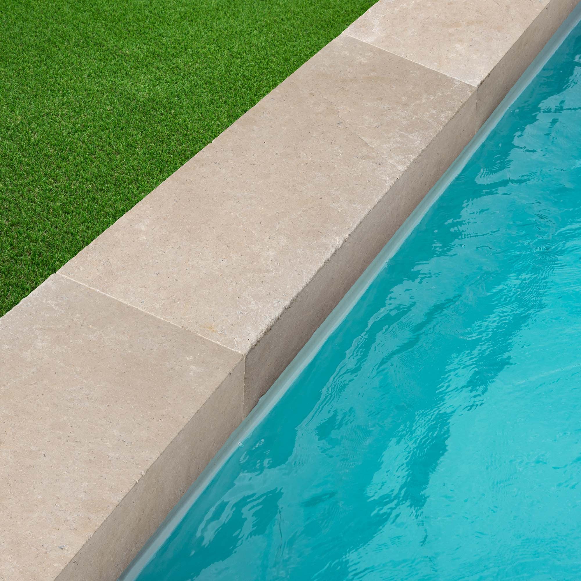 Margelle de piscine en pierre Egypte Beige 100x35x15 cm Bord Droit (à l ...