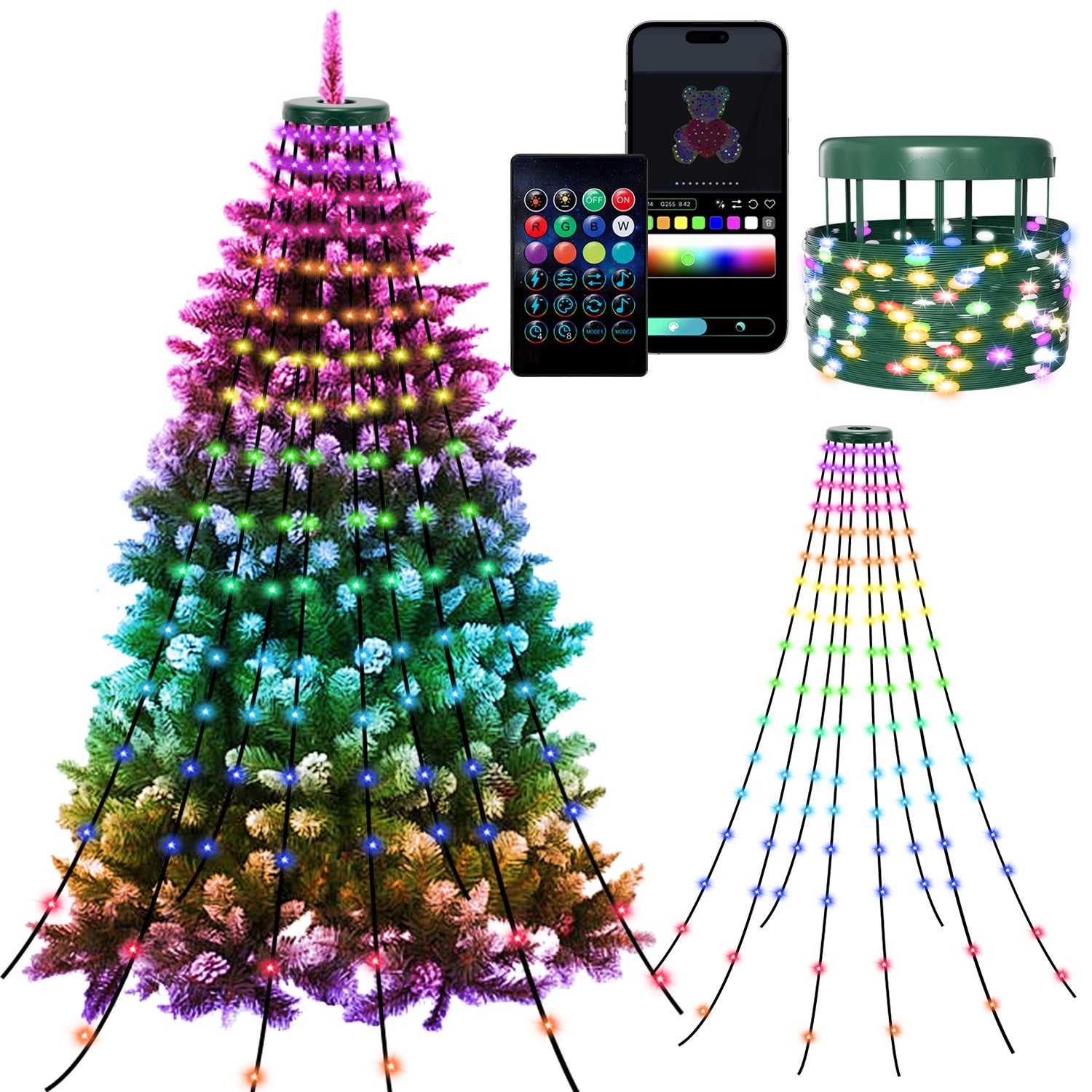 LED String Light manto del árbol de Navidad de 160 LED de control APP ...