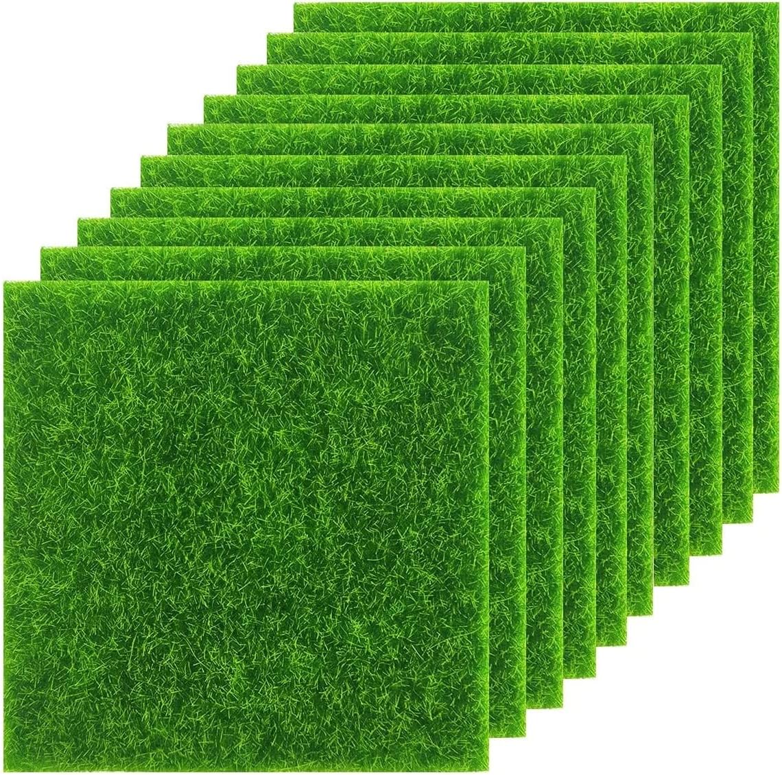 10 Pièces Tapis de Gazon Artificiel, 15CM x 15CM Pelouse de Jardin ...