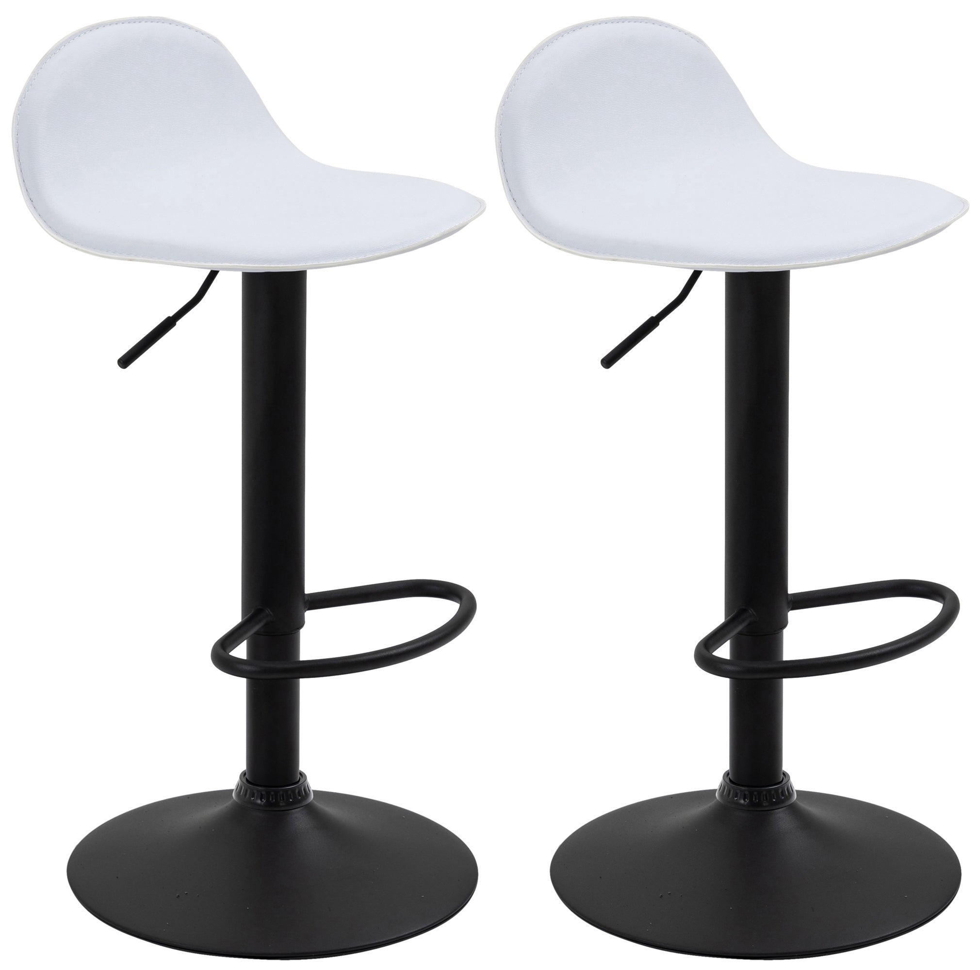 Lot de 2 tabourets de bar avec repose-pieds en PVC blanc pied trompète ...
