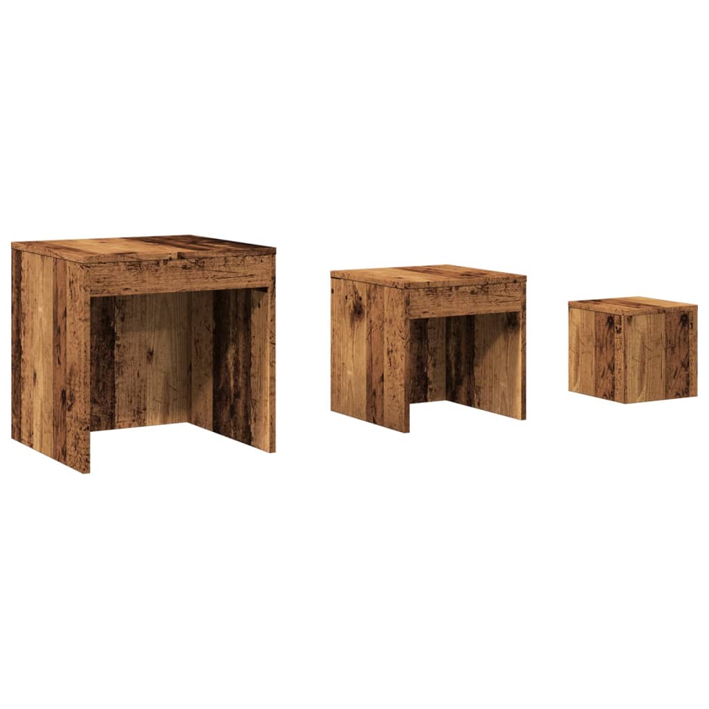 Tables empilables 3 pcs en bois d'ingénierie vieilli - COMFORTXL ...