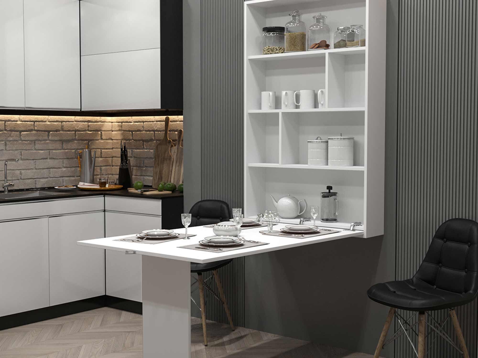 Table murale rabattable avec rangements 4personnes | Leroy Merlin