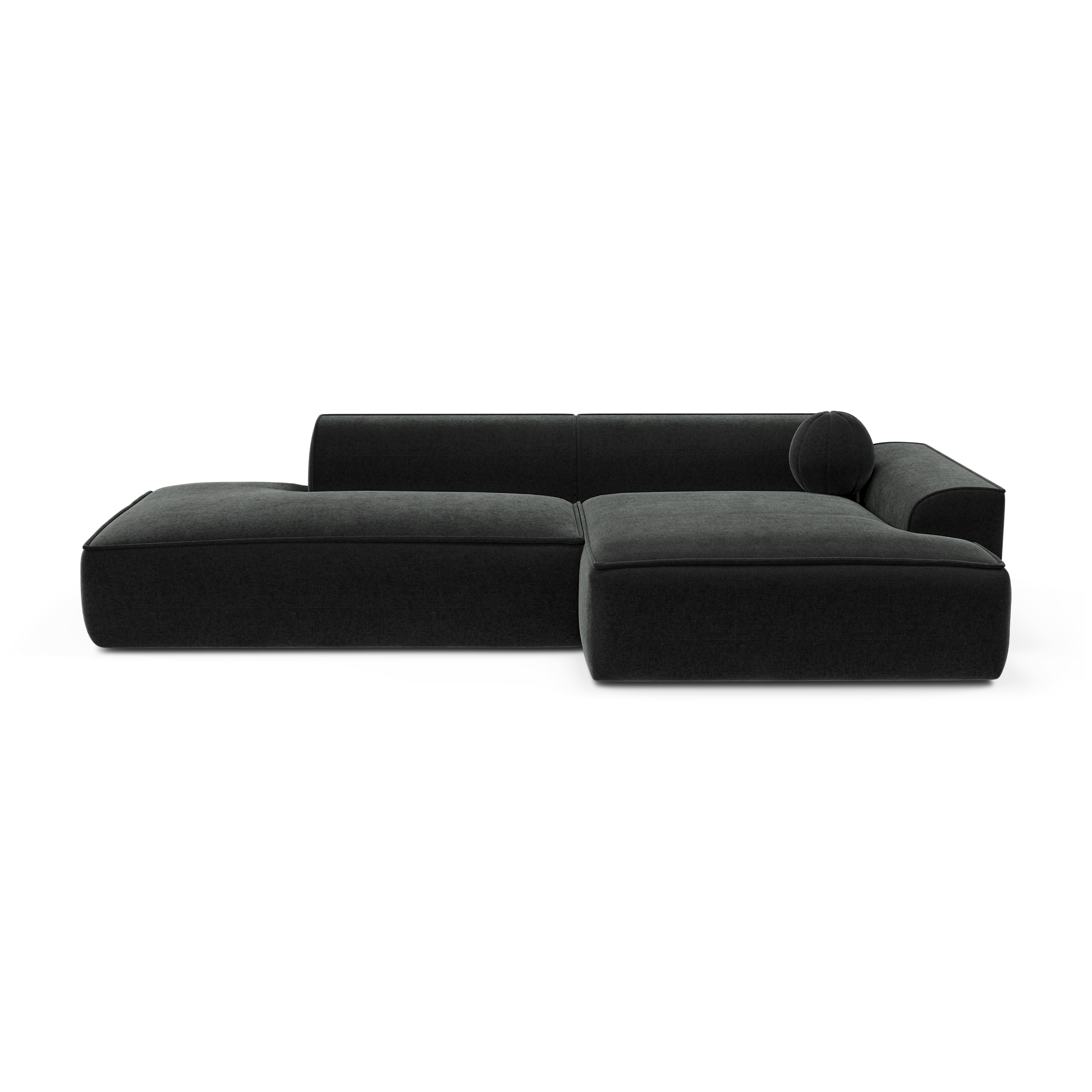 Canapé angle droit 4 places en velours anthracite foncé ANIA | Leroy Merlin