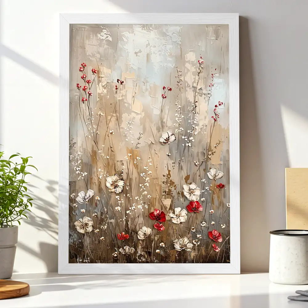 DekoArte – Tableau fleur mural décoratif 70x100 cm | Cadre bois blanc ...