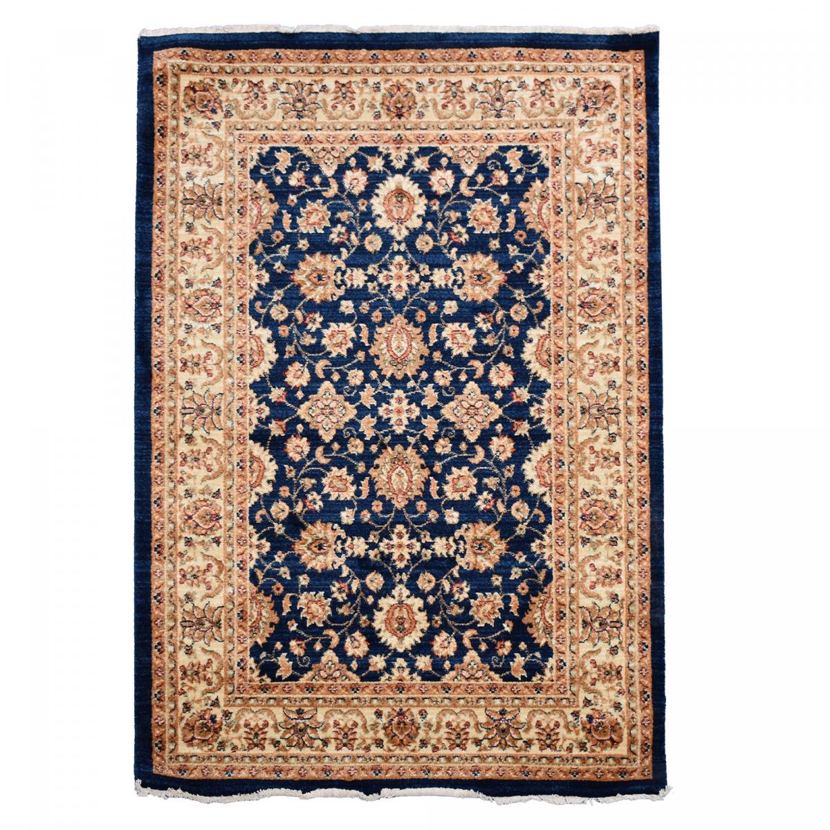 Tapis orient 120x180 rectangle bleu et beige tissé motifs orientaux ...