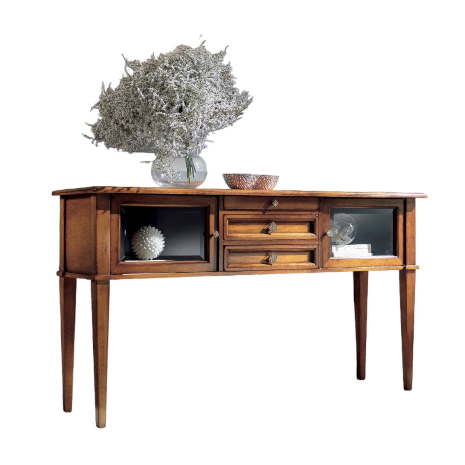 MOBILI 2G - CONSOLLE CLASSICA 3 CASSETTI 2 PORTE LEGNO BASSANO ...