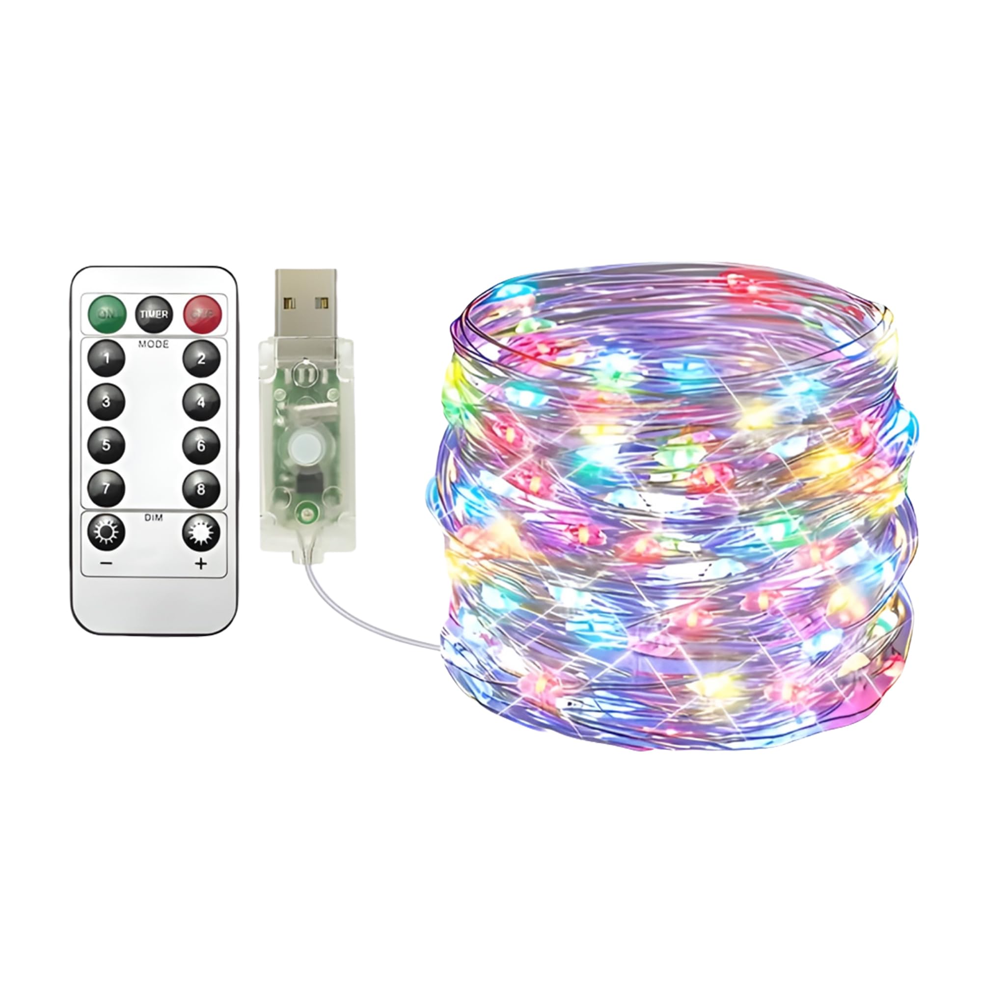 Cadena de luces LED USB de 20 m y 200 colores con control remoto,8 ...