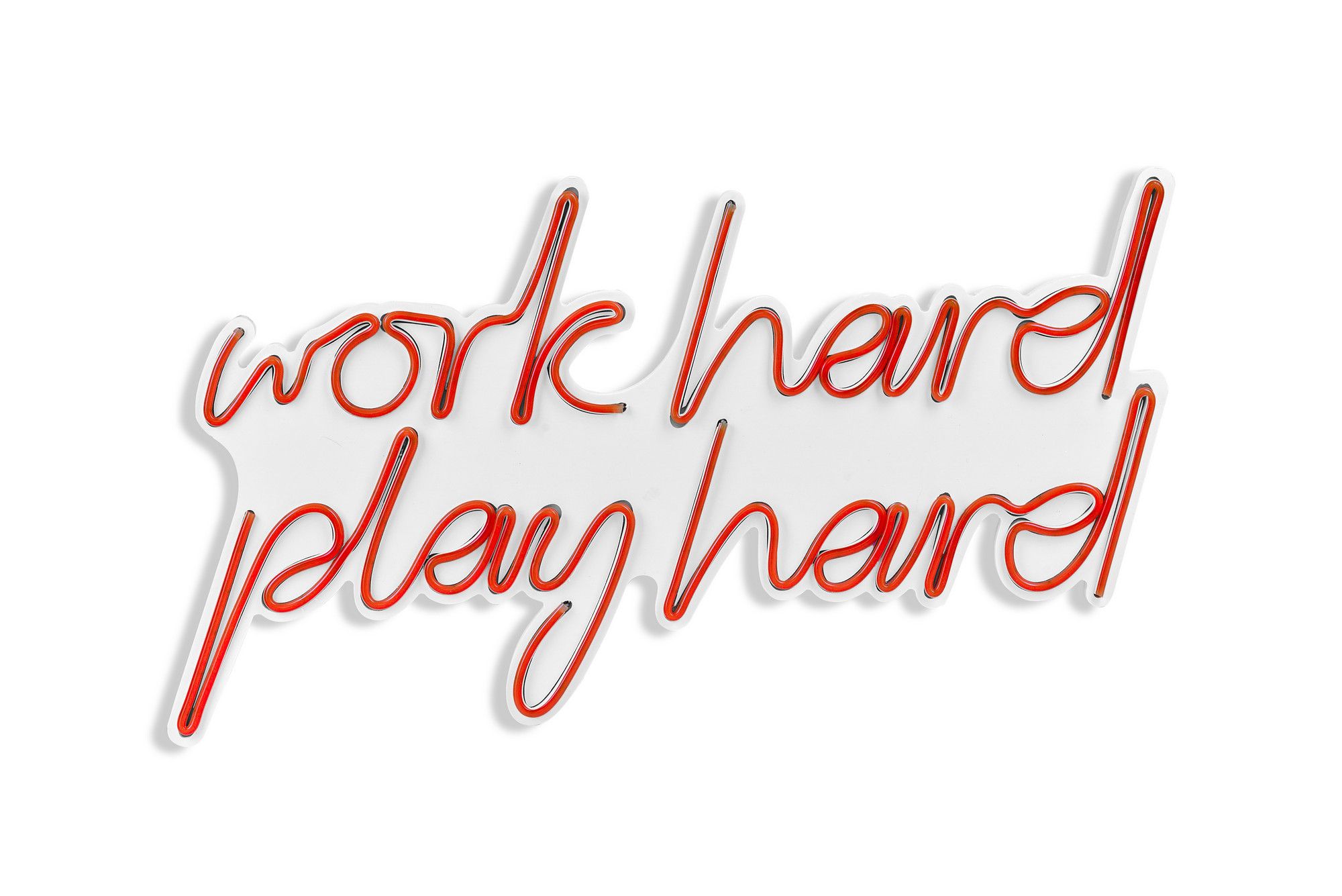 Lettrage mural Lucendi L60,5xH36cm 'Work Hard, Play Hard' Néon Rouge ...