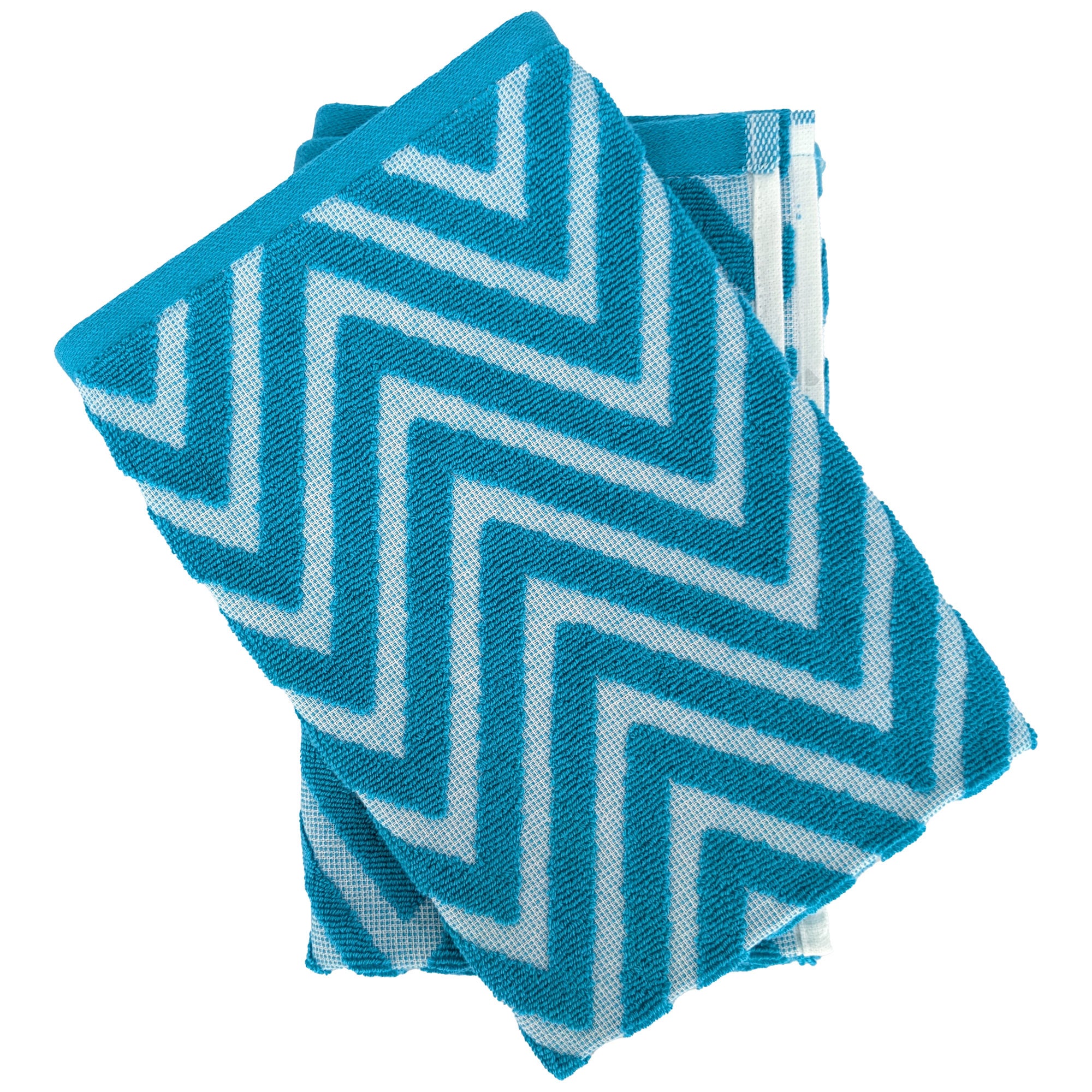 Lot de 2 torchons de cuisine 50x50 cm coton SHAPES motif chevron bleu ...