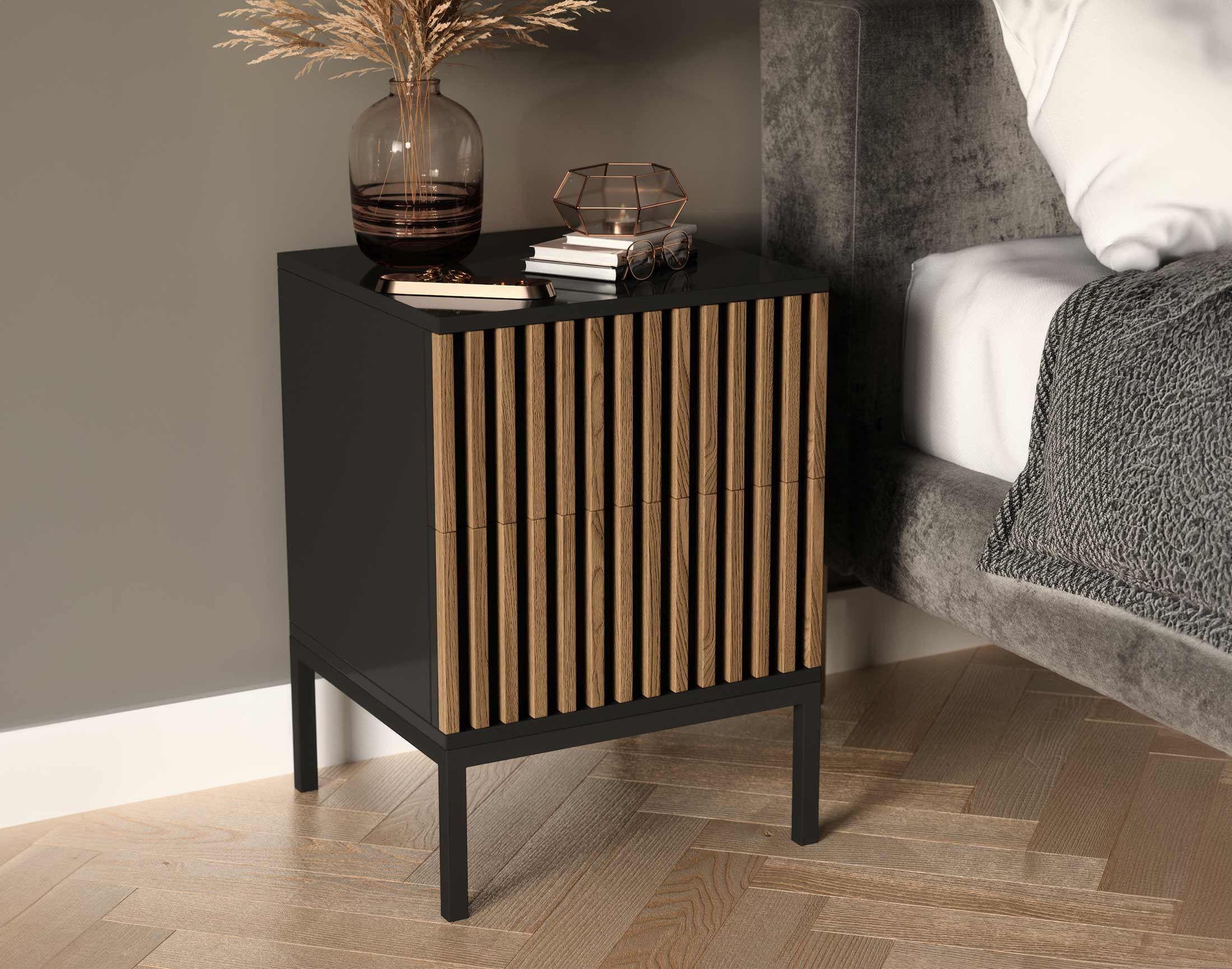 Savanna - table de chevet - bois et noir - 40 cm | Leroy Merlin