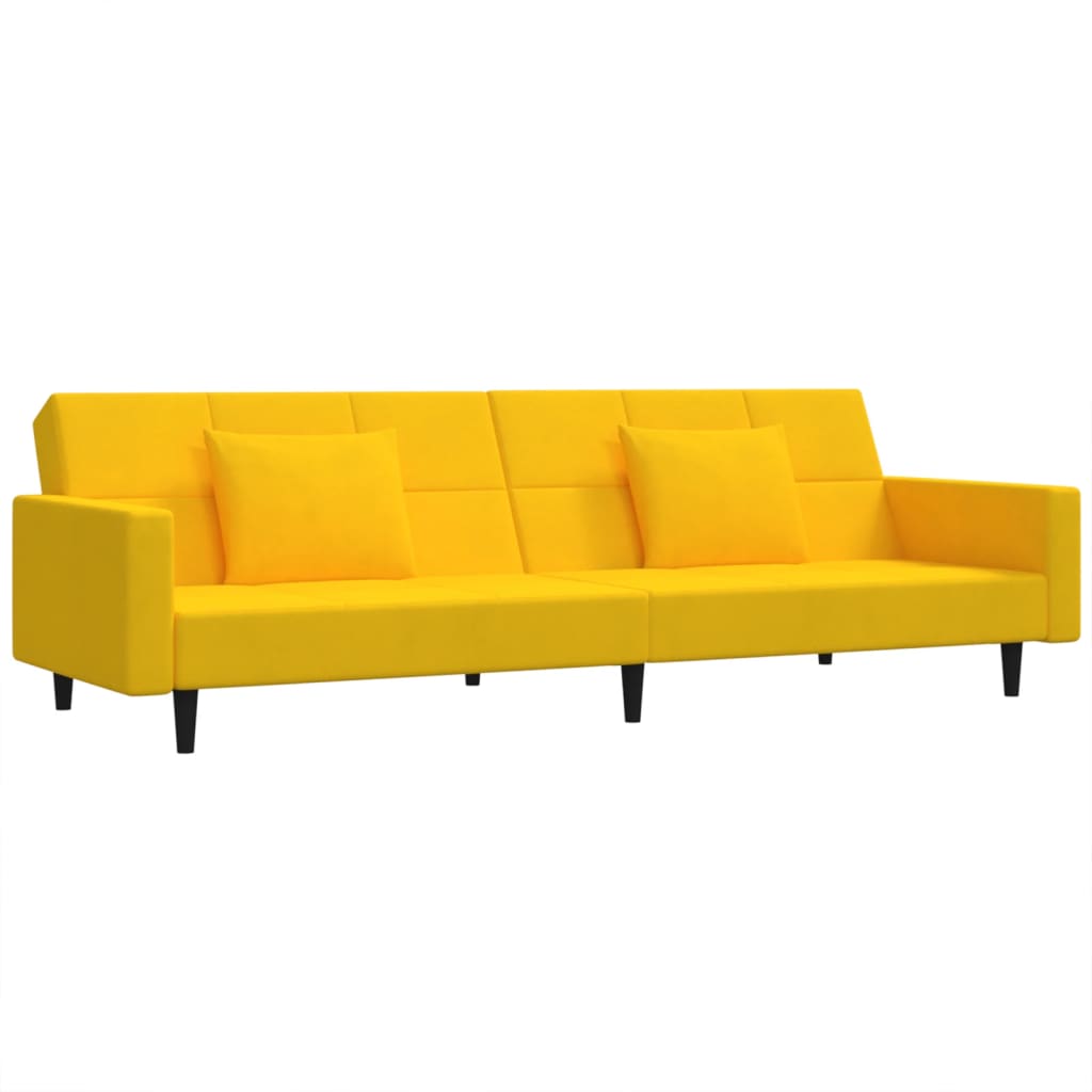 Sofá cama de 2 plazas Moderno | Cama para adulto con dos almohadas terciopelo amarillo CFW73001 ...