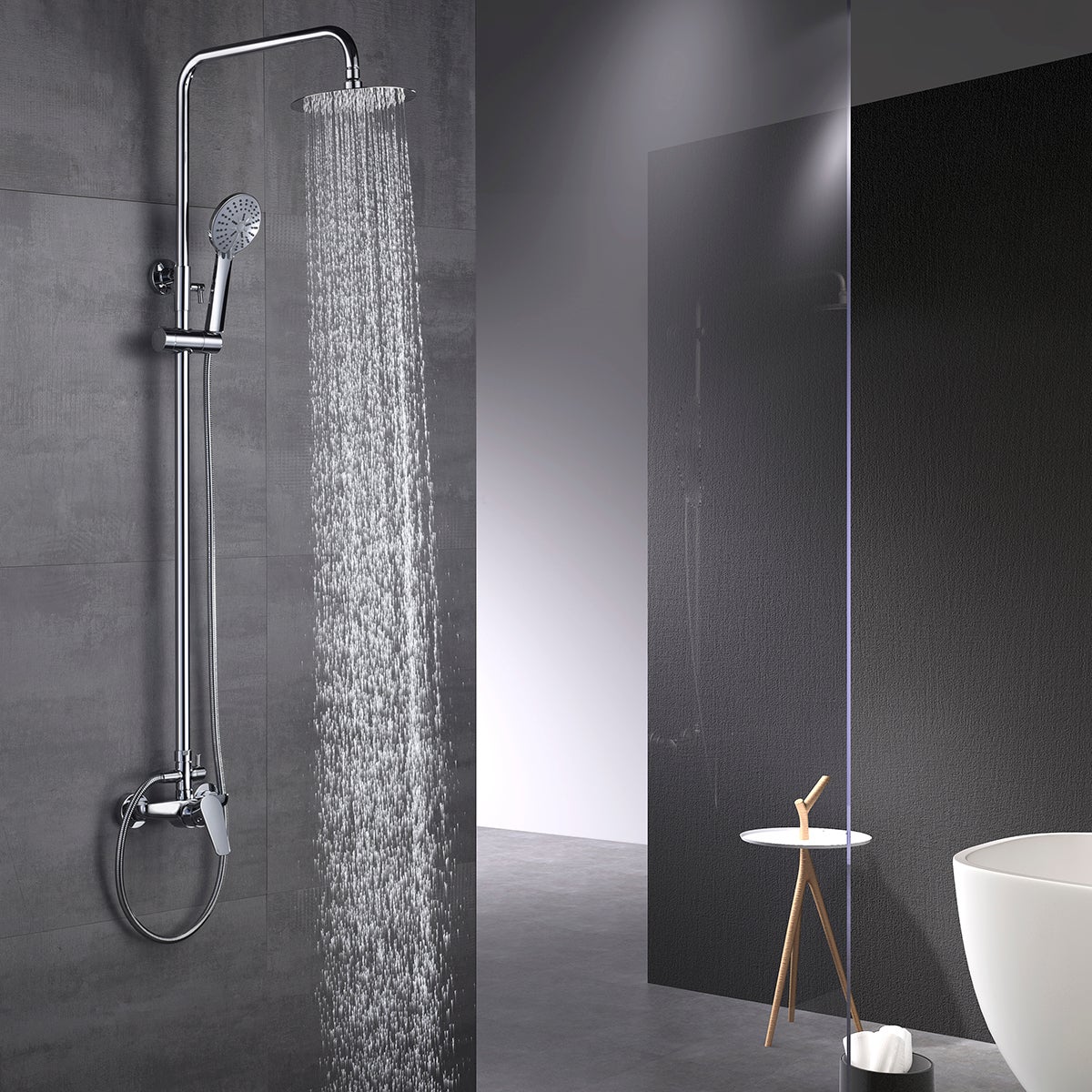 Set douche mitigeur monocommande série SINTRA finition chromée, colonne ...