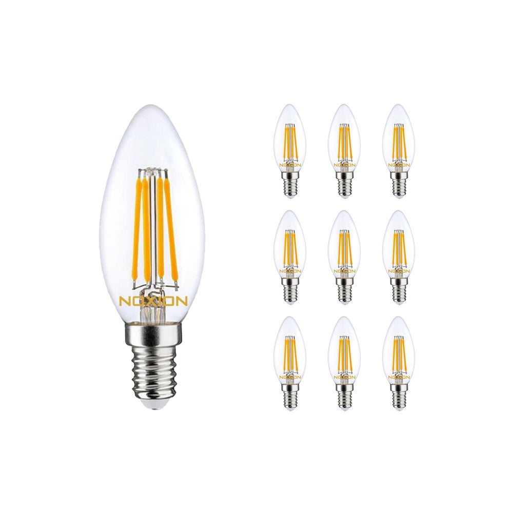 Lot 10x Noxion Lucent LED E14 Bougie Filament Claire 4.5W 470lm - 827 Blanc Très Chaud ...