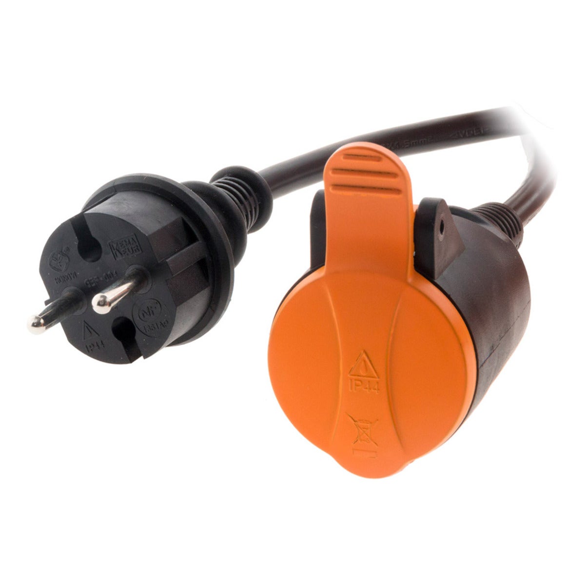 Rallonge étanche 2P H05VV-F 2x1,5mm² 10m avec clip de fixation - orange ...