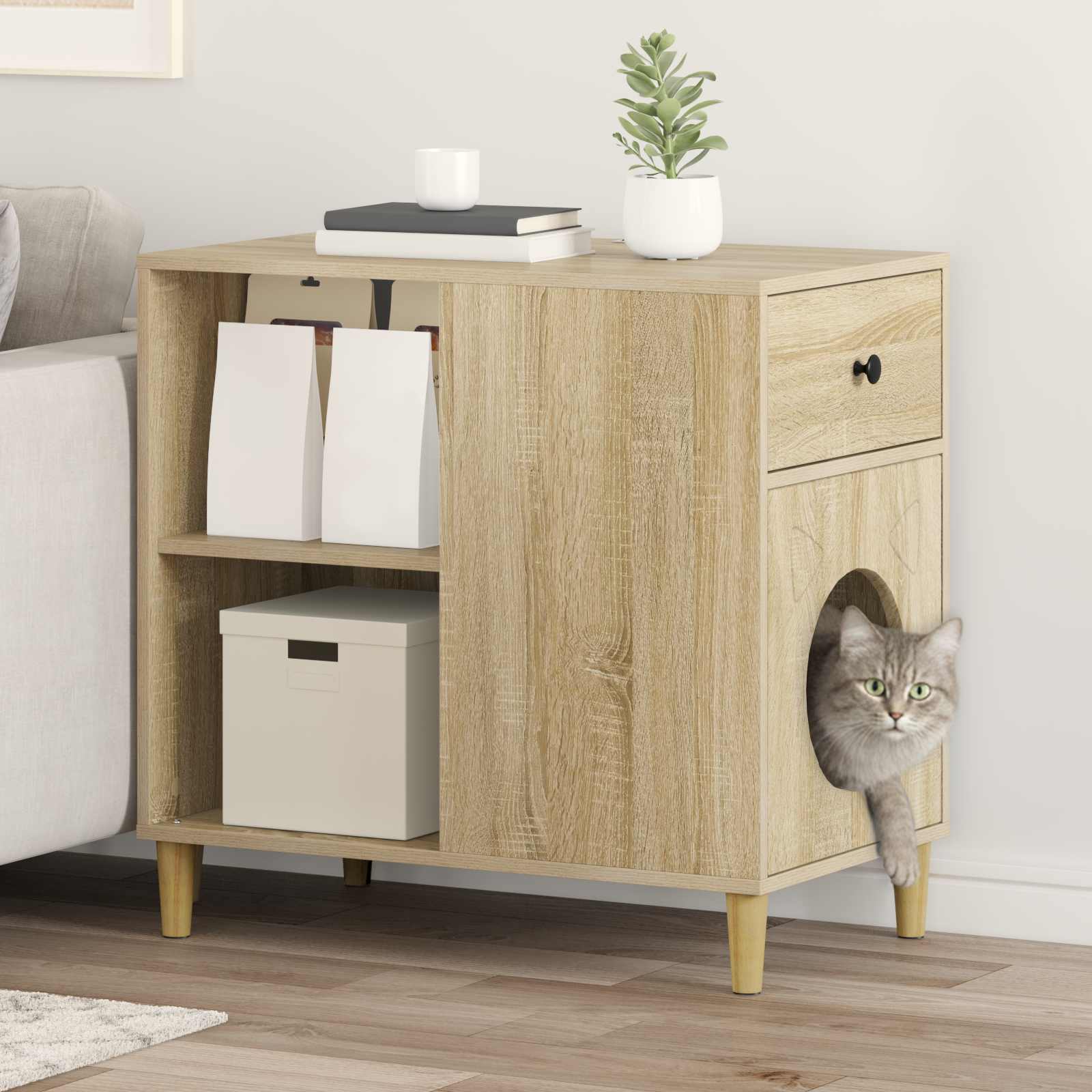 Maison pour chat 72 x 42.5 x 70 cm Bois d'ingénierie | Leroy Merlin