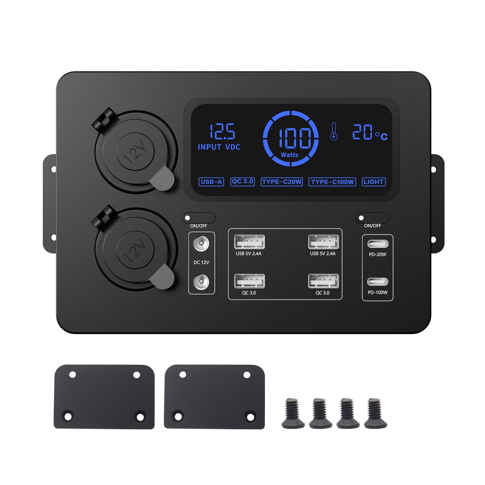 Mini Power Box, 12V 100W LCD affichage Power Box avec LED Lights, USB-C ...