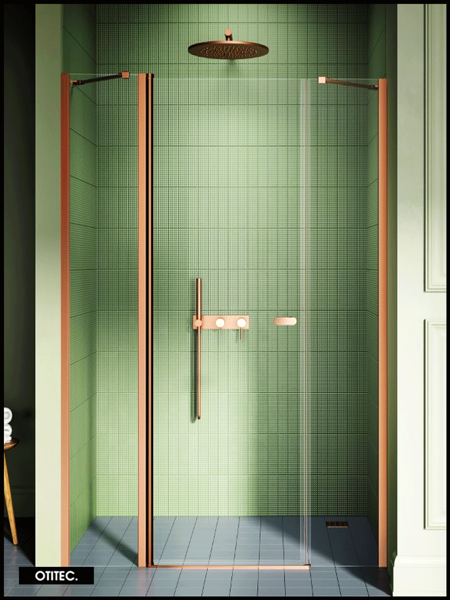 Porta Doccia Semplice a Bilico - 150 x 195 - RAME SPAZZOLATO - NEW ...