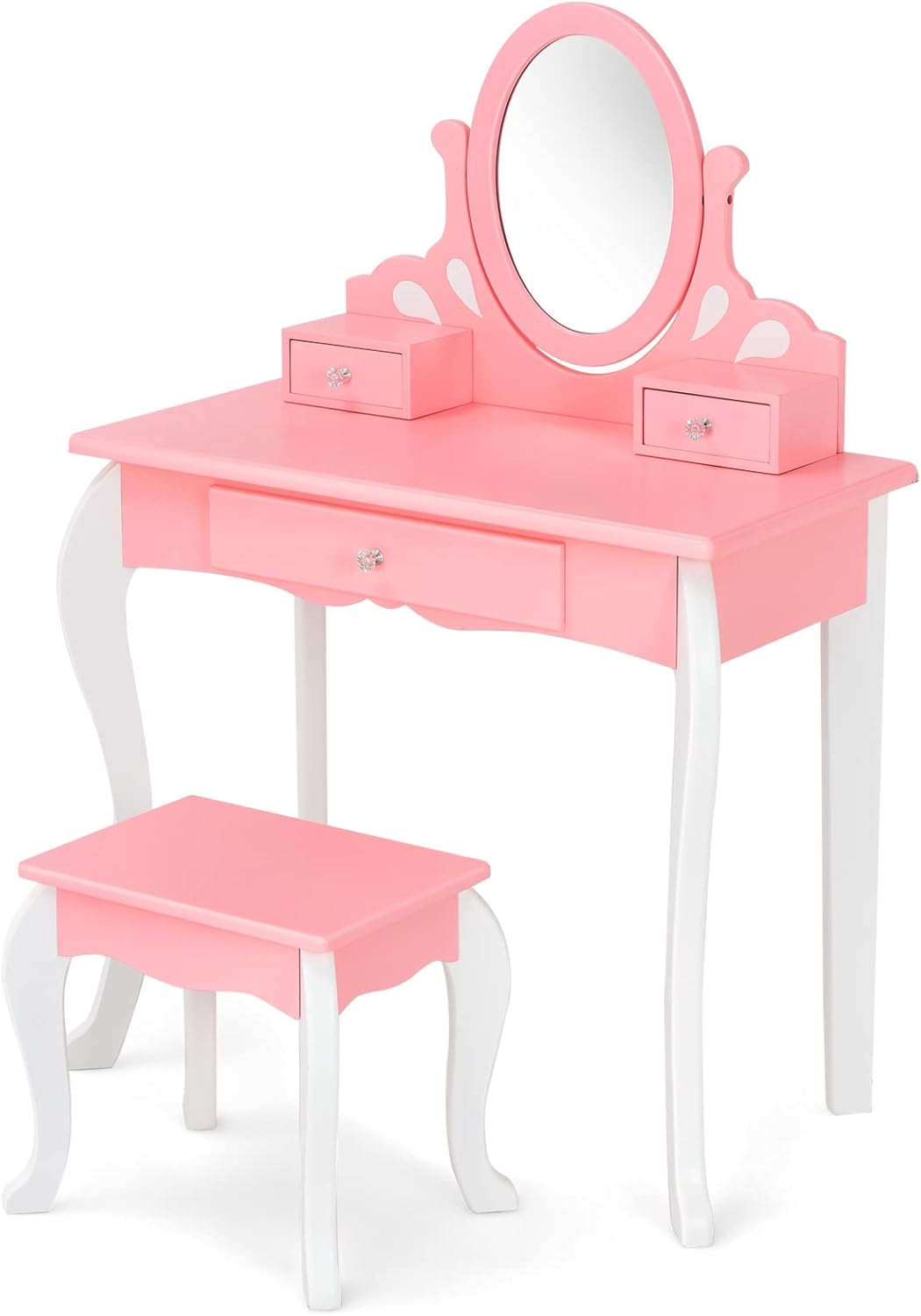 Juego de tocador para niños, exquisito tocador con taburete y espejo ...