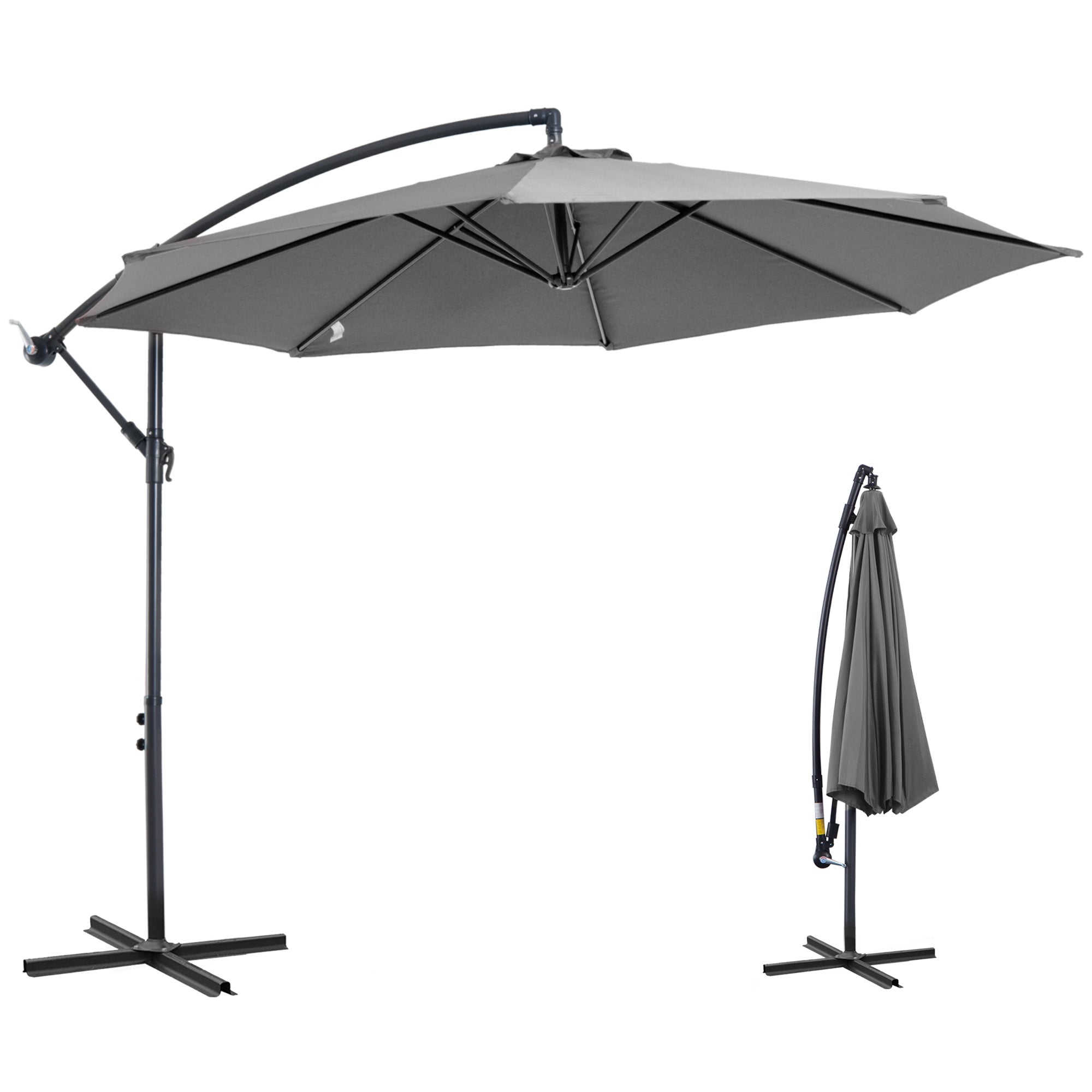 Parasol à manivelle, résistant aux intempéries, 2,95 m x 2,95 m x 2,45 ...