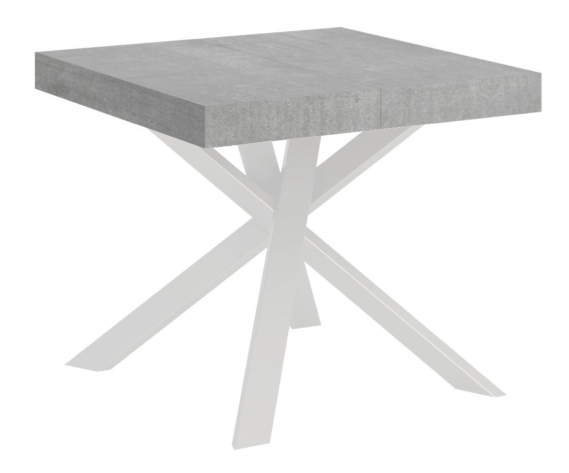 Petite table carrée extensible 90x90-194 pieds acier blanc Karzy ...
