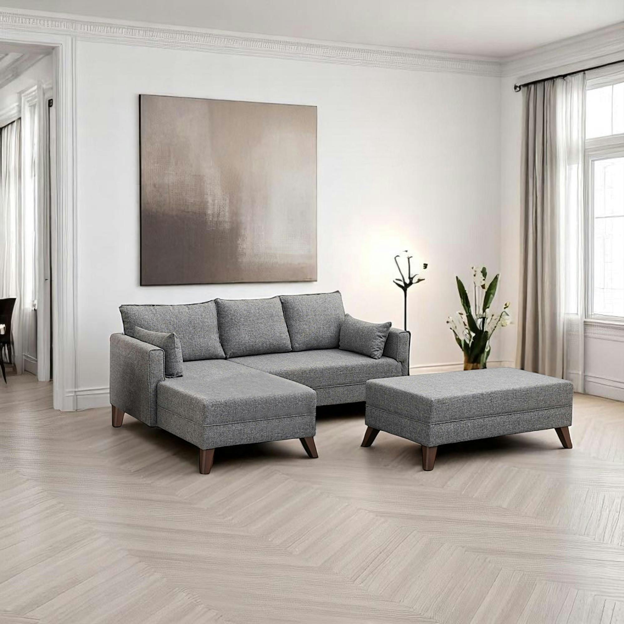 Canapé d’angle convertible gris chiné – côté gauche SPLIT | Leroy Merlin