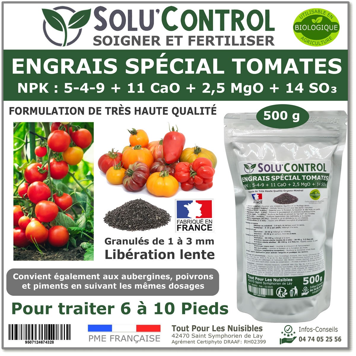 500 g Engrais Spécial Tomates, Aubergines, Poivrons, Piments ...