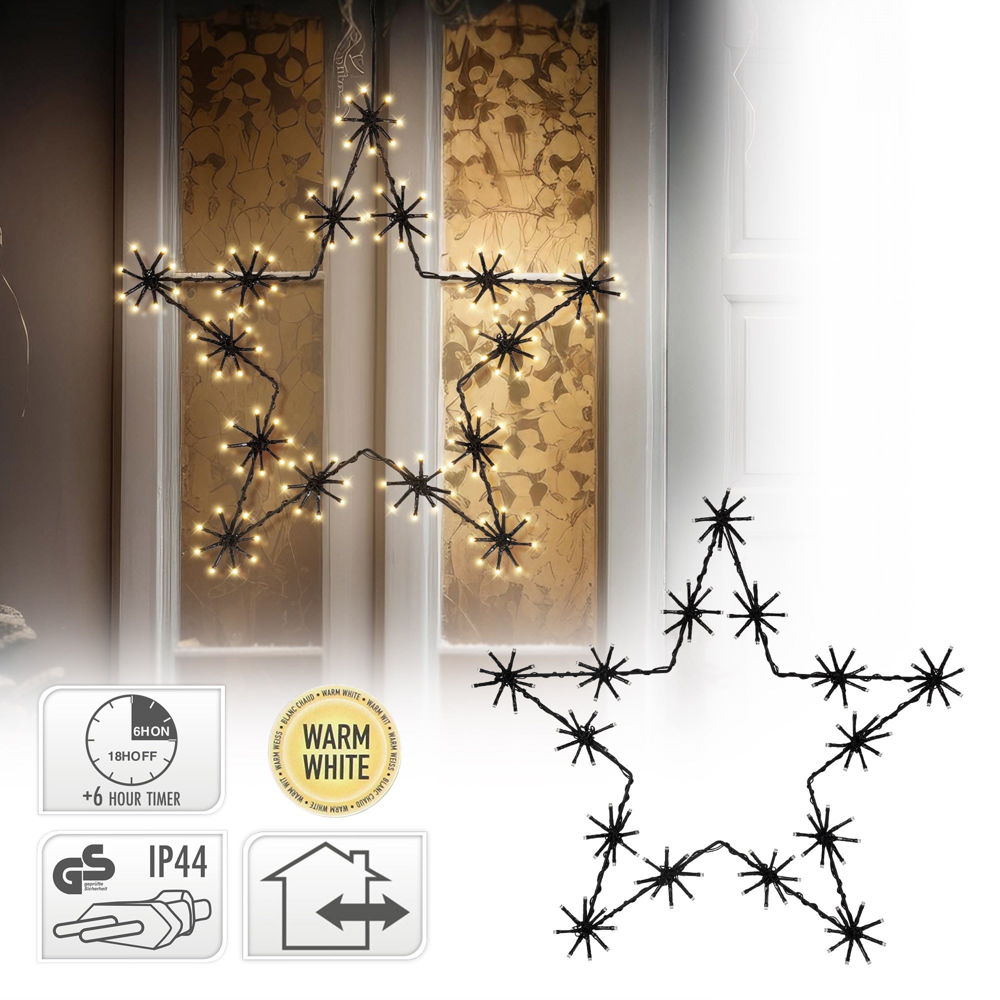 Estrella de Navidad LED Decoración Navideña Luz Estrella Temporizador ...