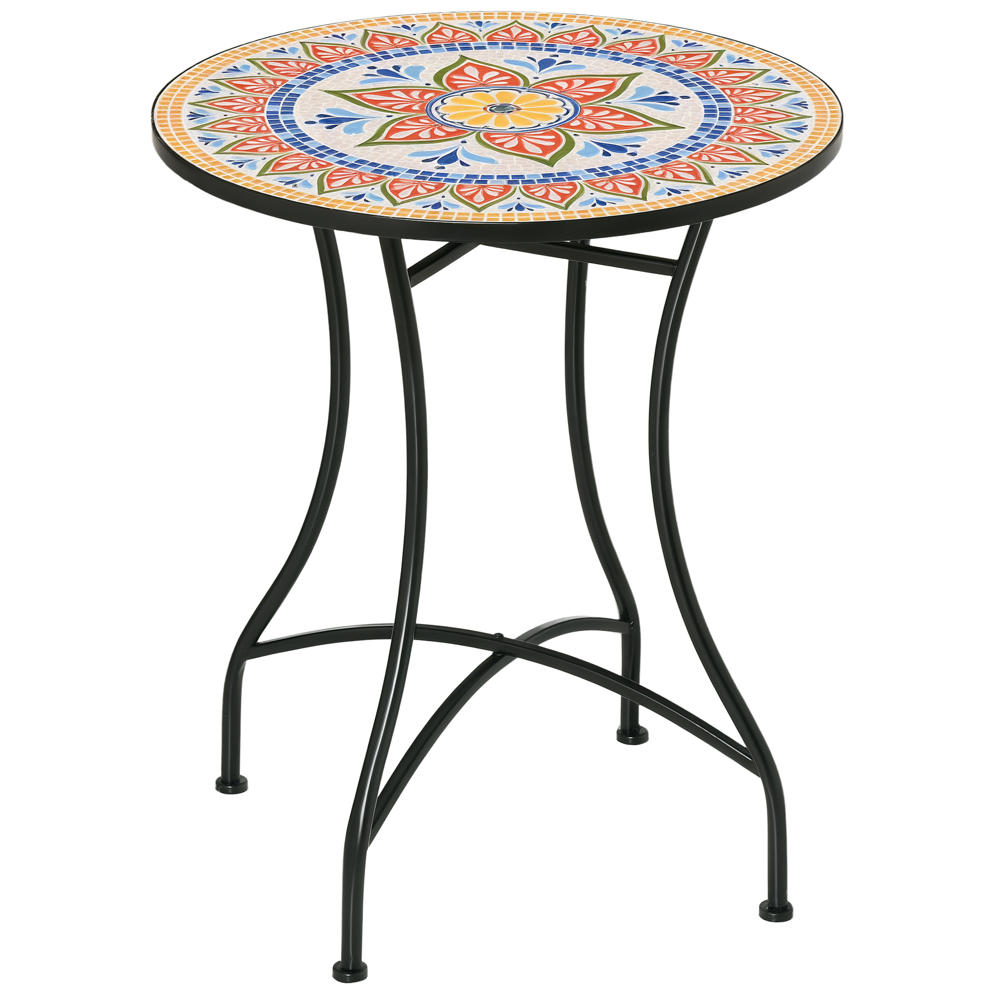 Table de jardin ronde Ø60 cm en métal et mosaïque, mobilier d'extérieur ...