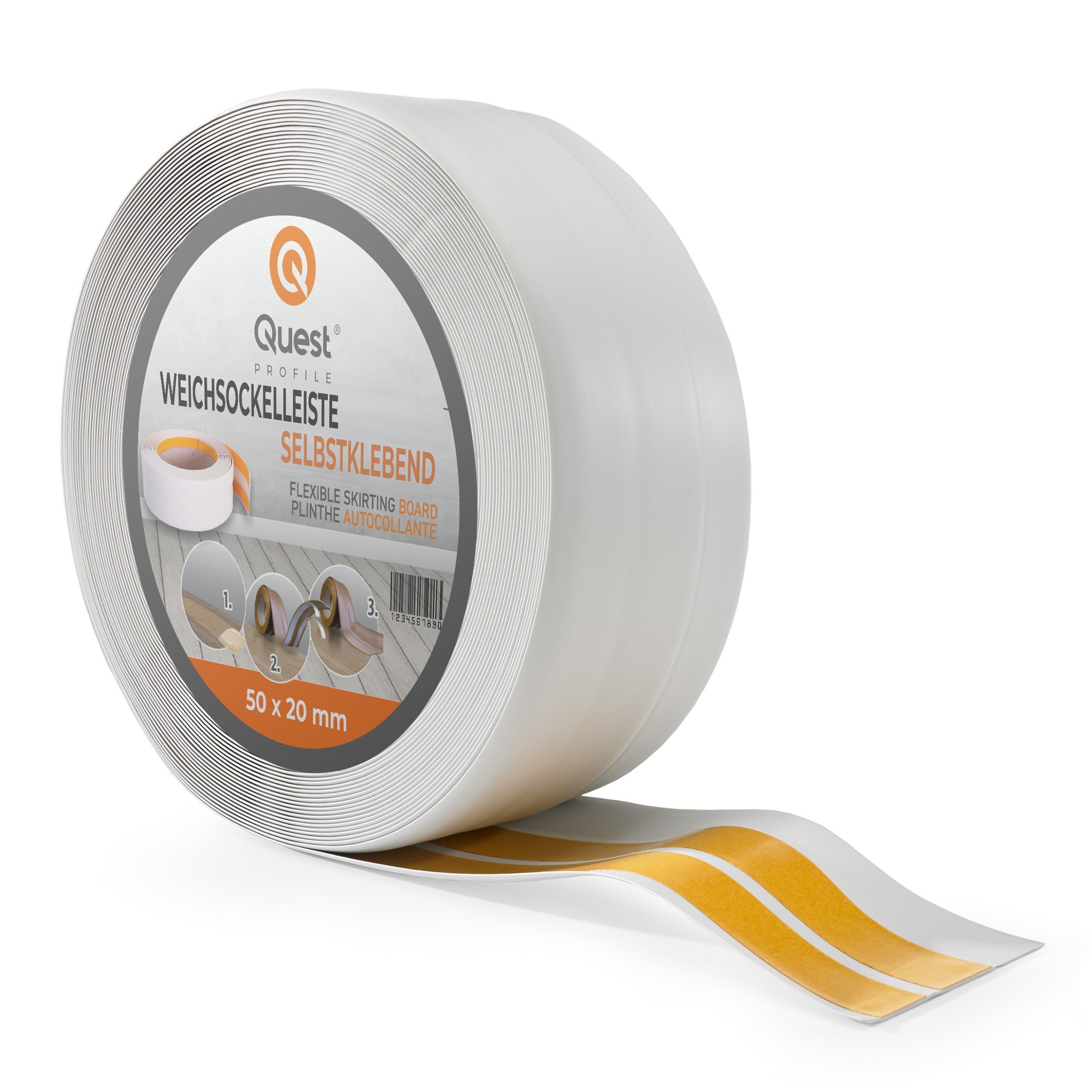 QUEST Rodapié PVC 50x20mm, 20m, autoadhesivo, rodapiés blando, zócalo ...