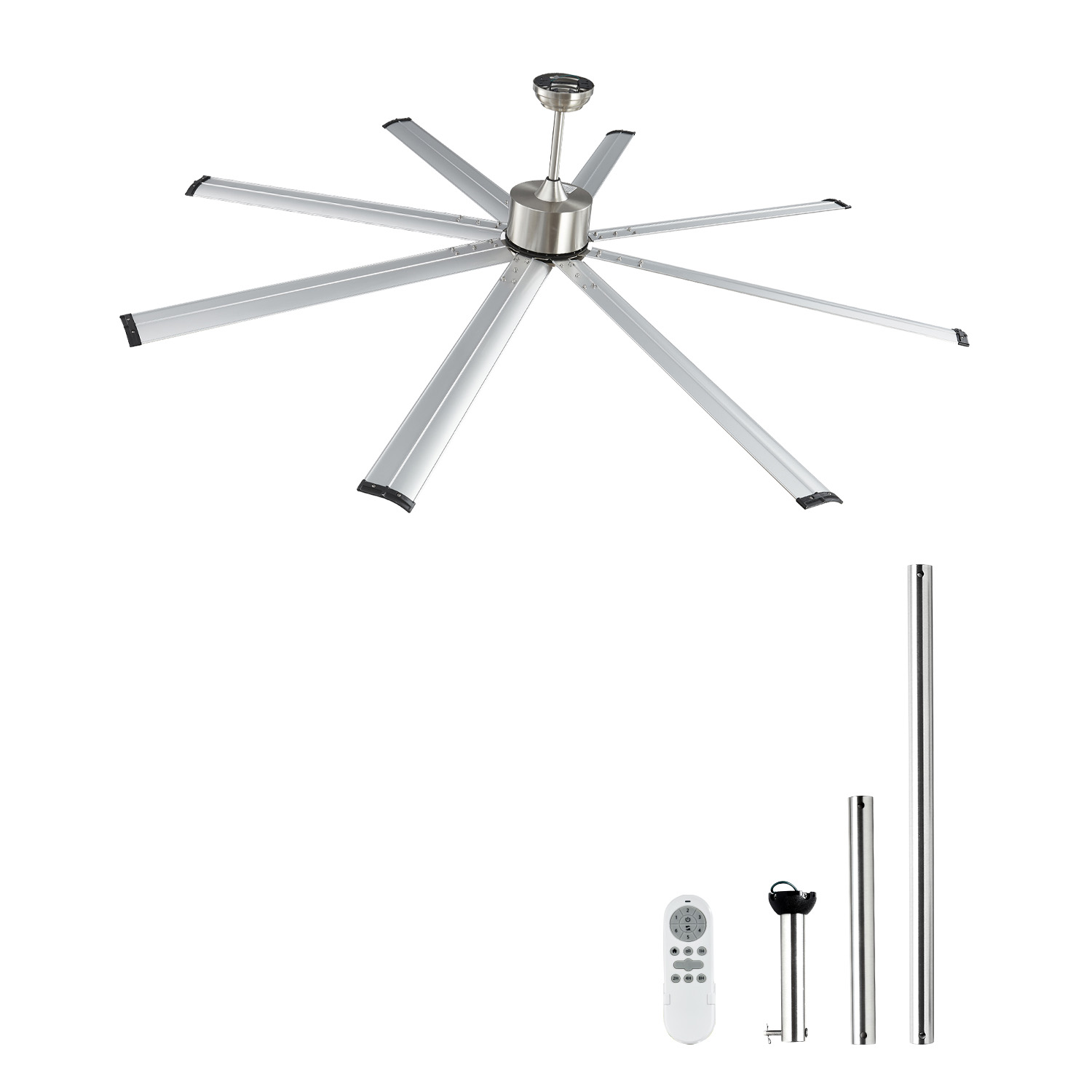 Ventilador de techo 213 cm, sin luz, control remoto 6 velocidades, 8 ...