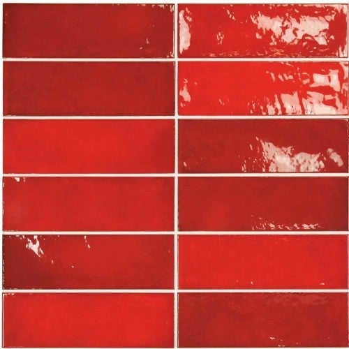 Faïence Effet Zellige Rouge VILLAGE 6,5x20 Volcanic Red - Les Carreaux ...