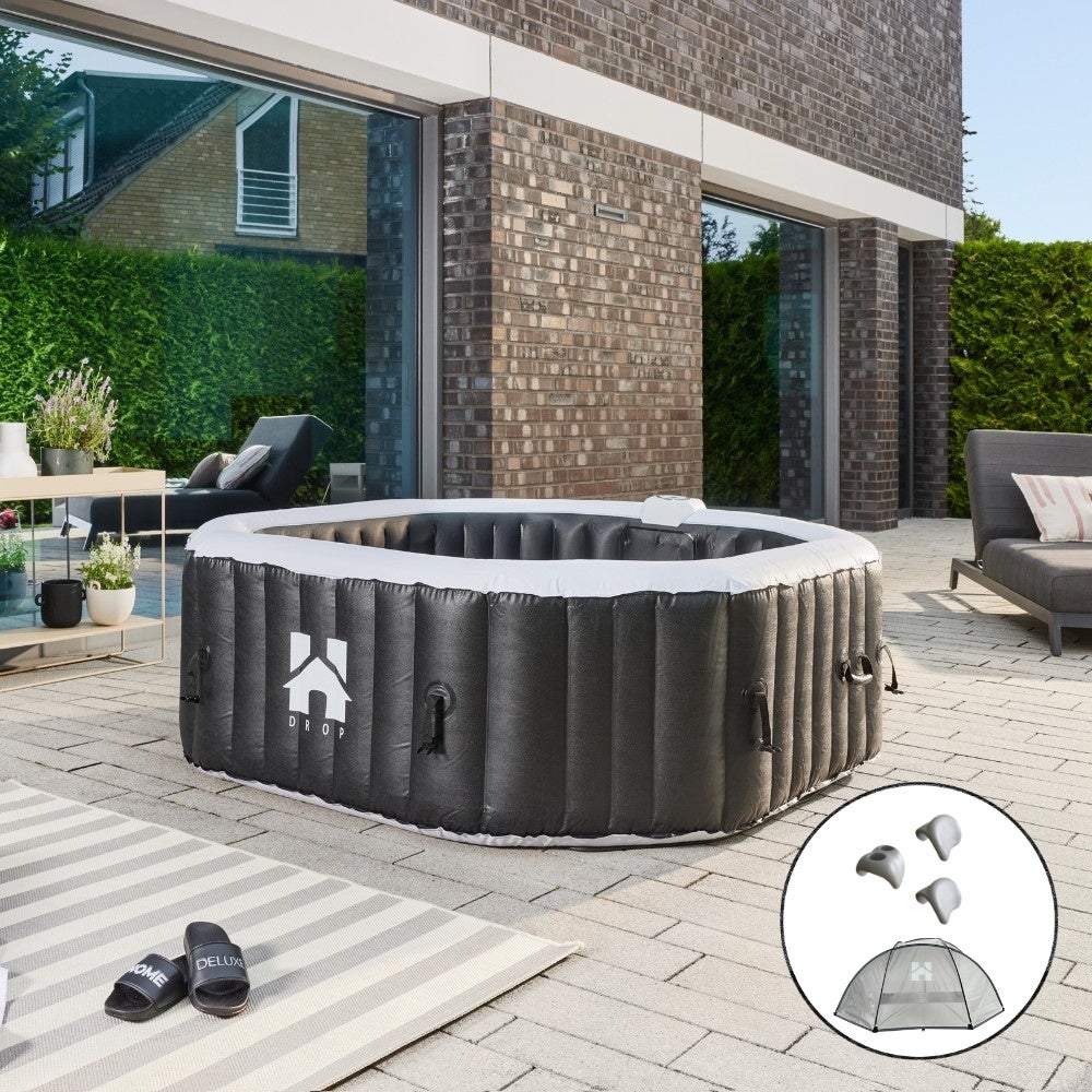 Bain à remous extérieur HOME DELUXE DROP - 185 cm noir avec coussin ...