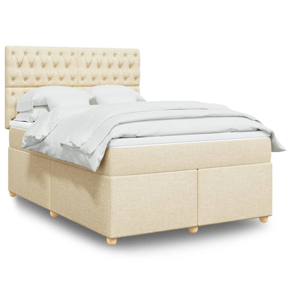 Cama box spring con colchón tela color crema 160x200 cm | Leroy Merlin