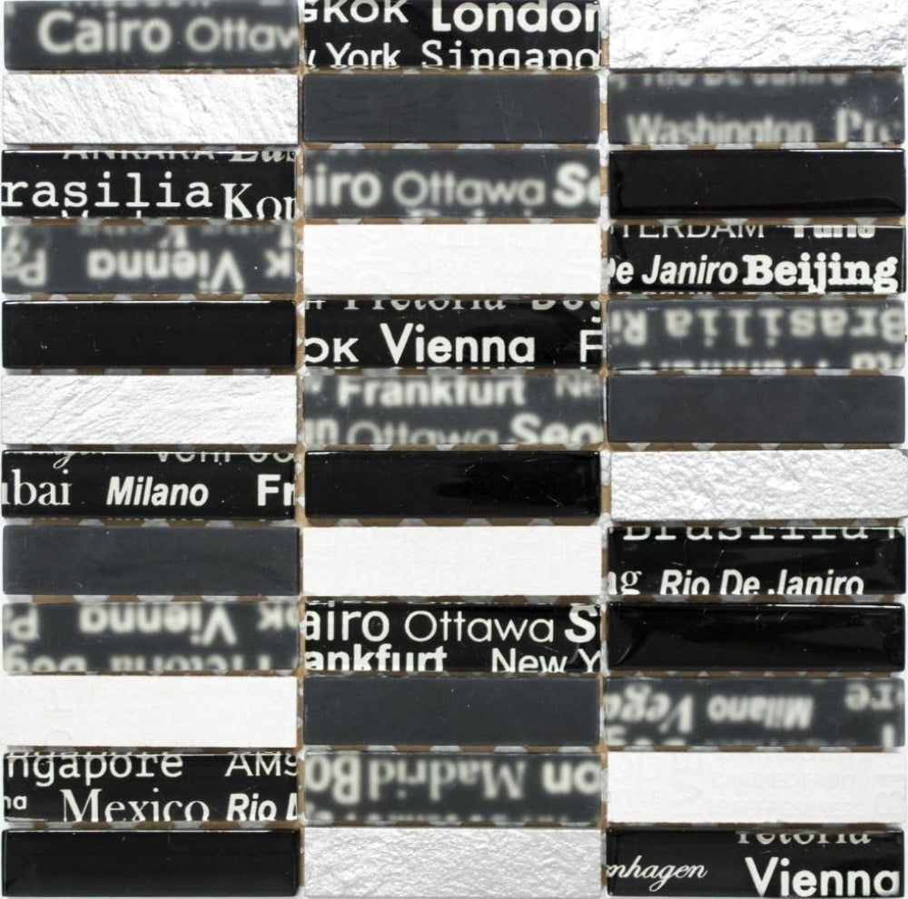 Mosaïque de verre rectangulaire mélange de pierres noir translucide ...