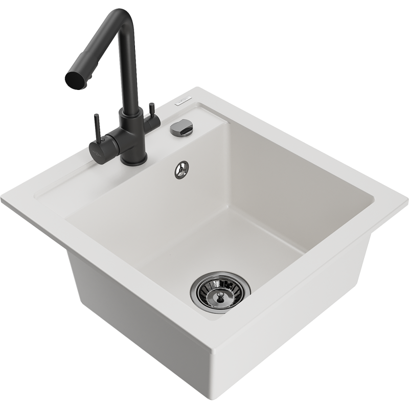 Mexen Vito fregadero de granito de 1 compartimento con grifo de cocina ...