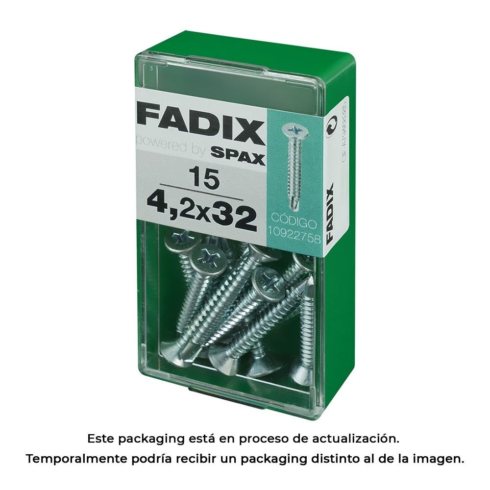 FADIX | Caja S 15 unidades tornillo rosca chapa cabeza plana ...