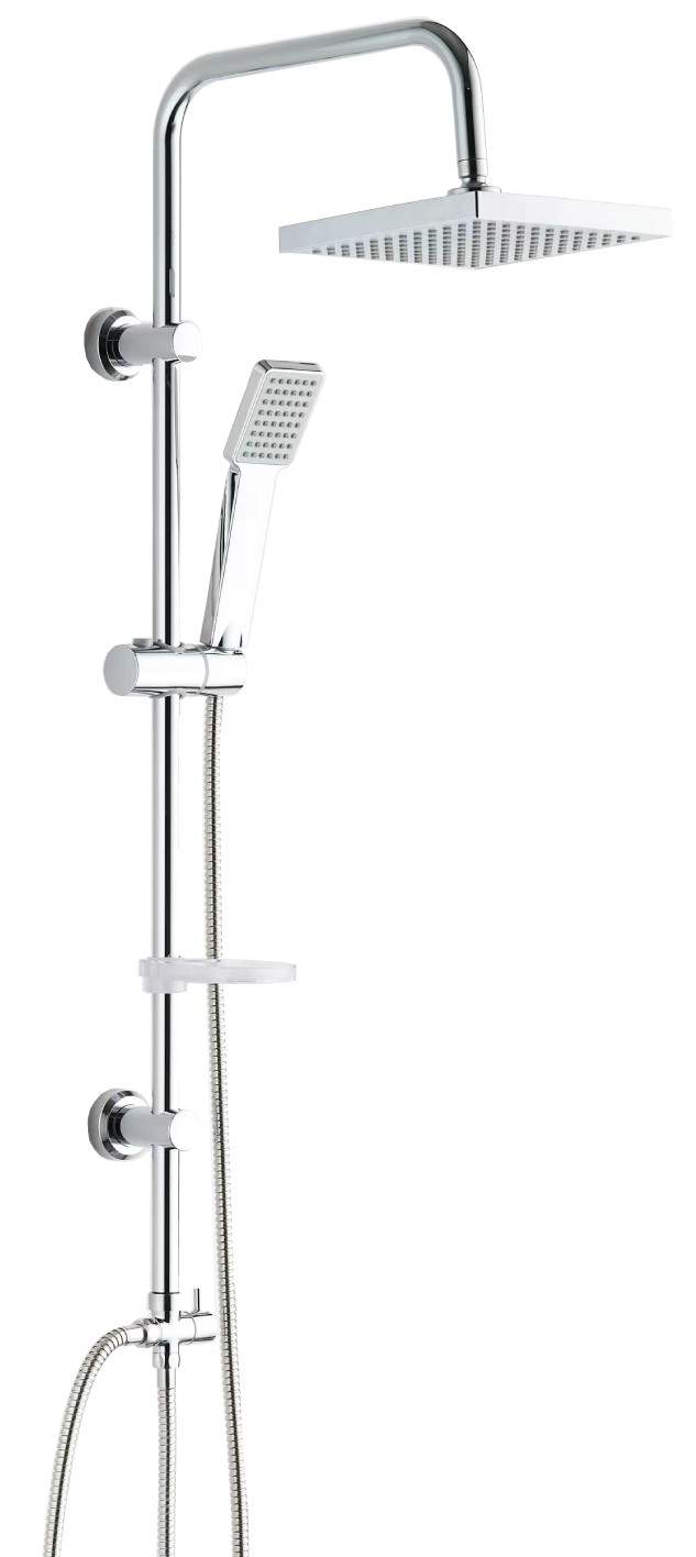 Columna de ducha sin monomando en color cromo, modelo cuadrado Damast ...