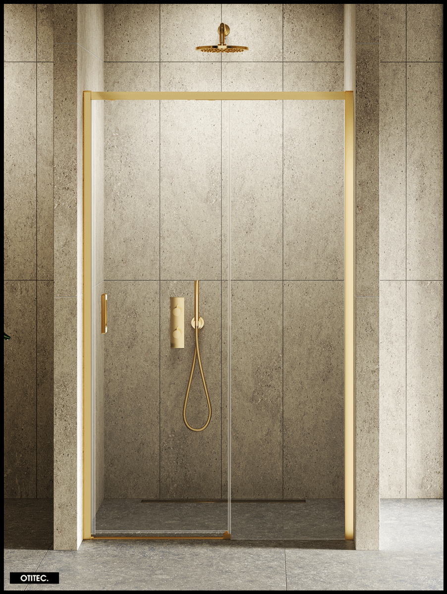 Porta per Doccia con Parete Laterale - 100 x 200 - ORO SPAZZOLATO ...