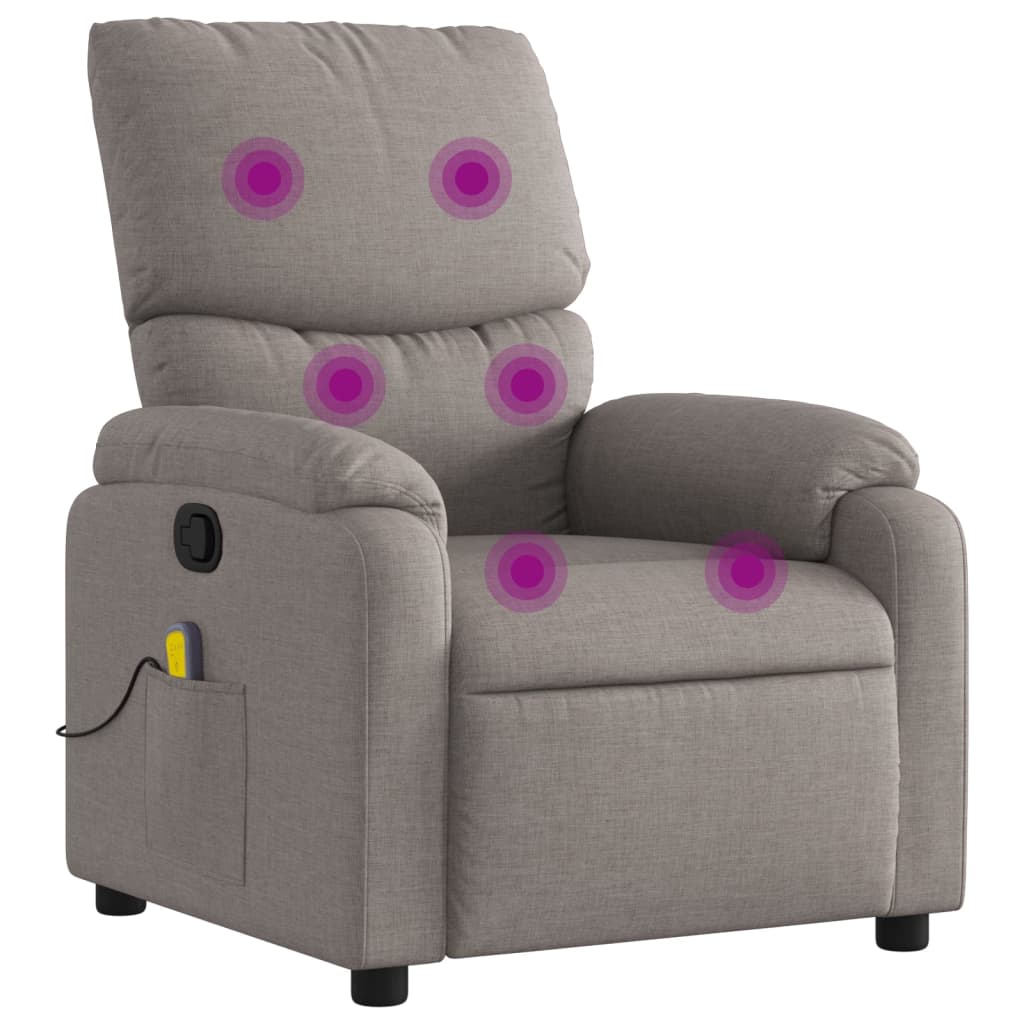 Fauteuil De Salon Chaise Fauteuil De Massage Inclinable Taupe Tissu