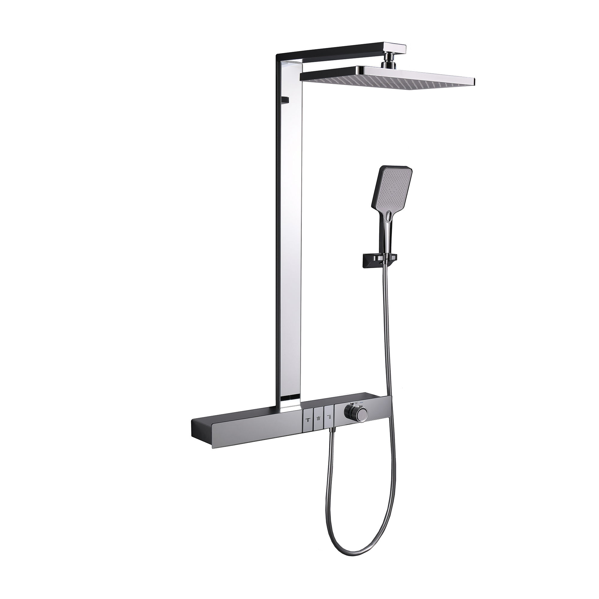 Columna de ducha termostática con repisa - Gun métal | Leroy Merlin