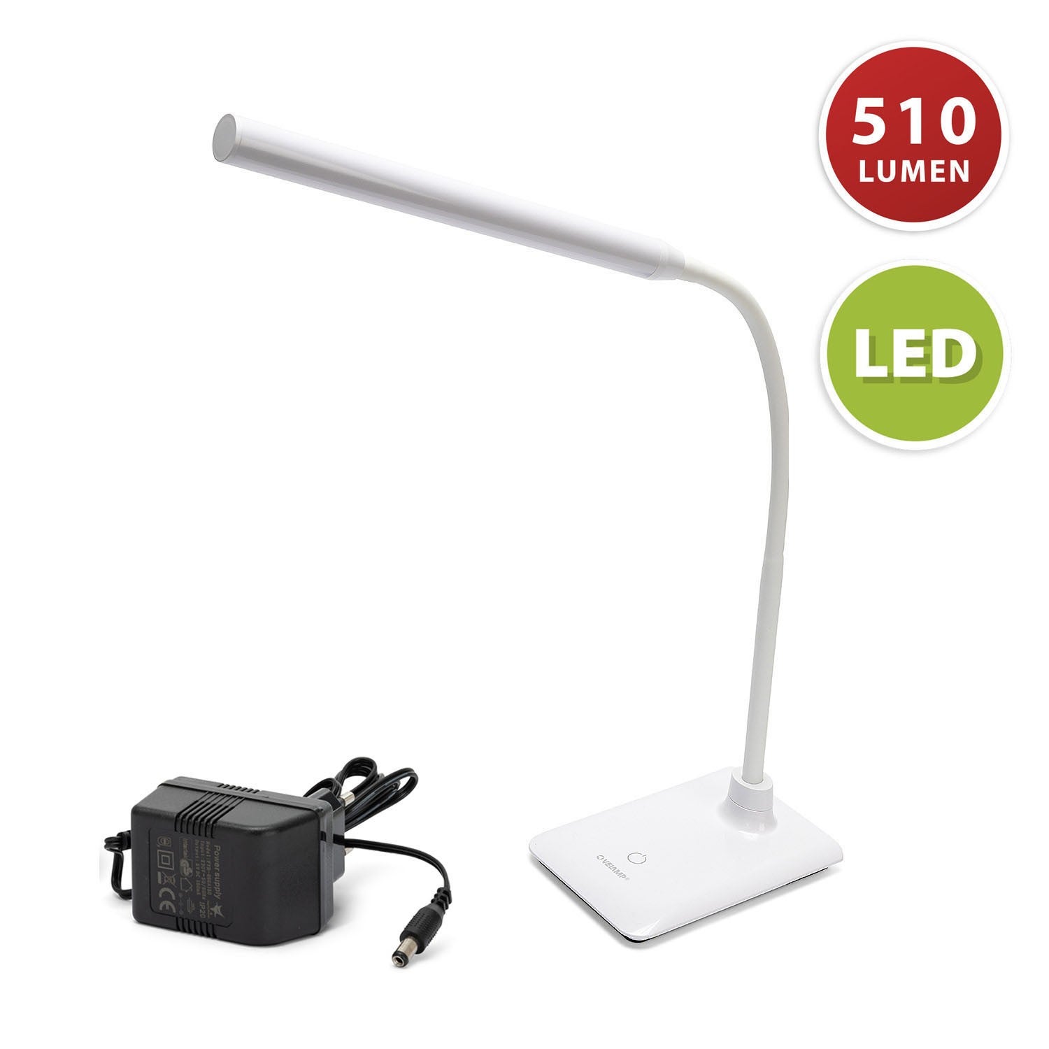 SLIM: Lampe de bureau LED 510 lumen,6W, interrupteur tactile, blanc ...